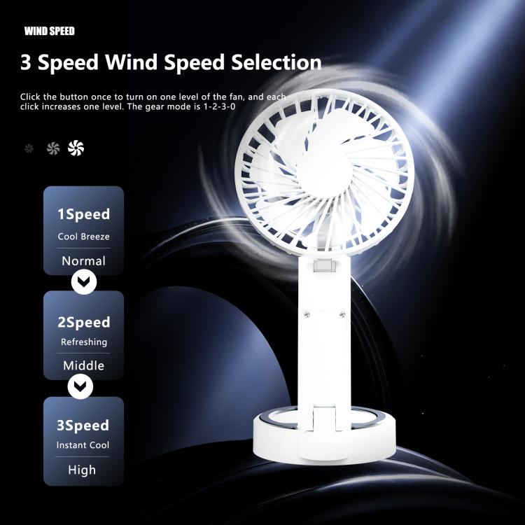 F20 Portable Magnetic Folding Fan with LED(Black)
