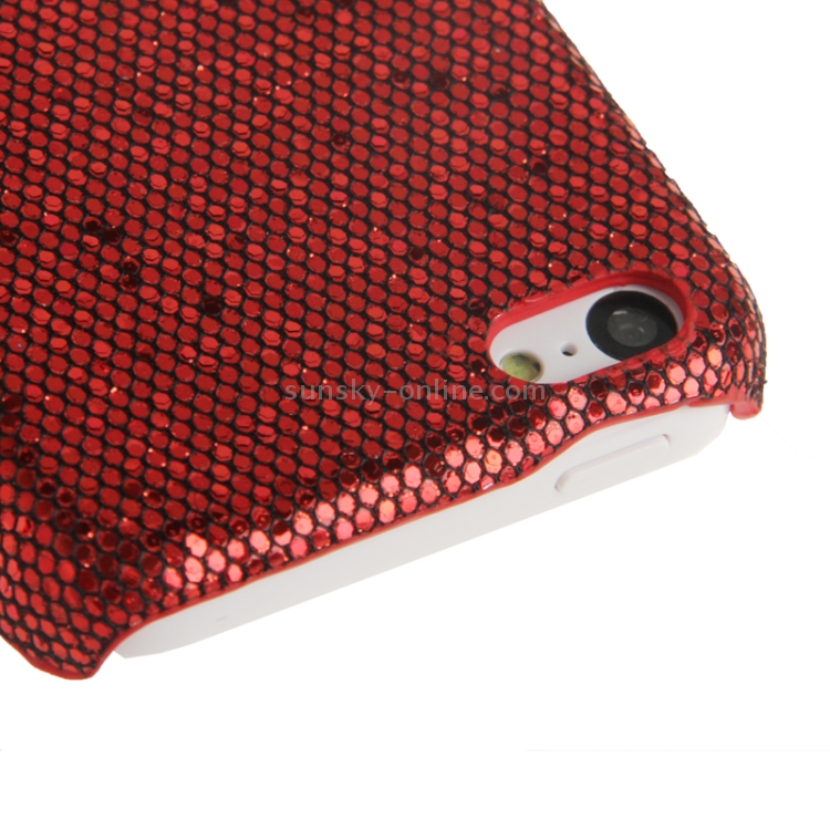 Glitter Powder Skinning Plating Plastic Case for iPhone 5C(Red)