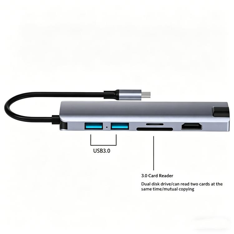 HC-75LC 4K HD PD100W Charging Gigabit Ethernet 7 in 1 USB-C Hub with ...