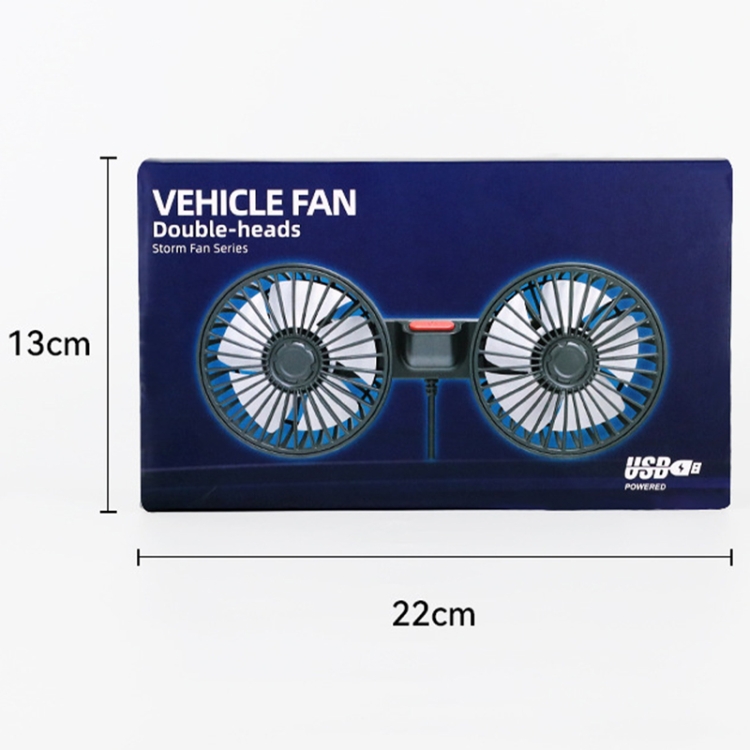 5V 2A Car Rear Seat Back USB Interface Powerful Double-headed Fan(F4207)