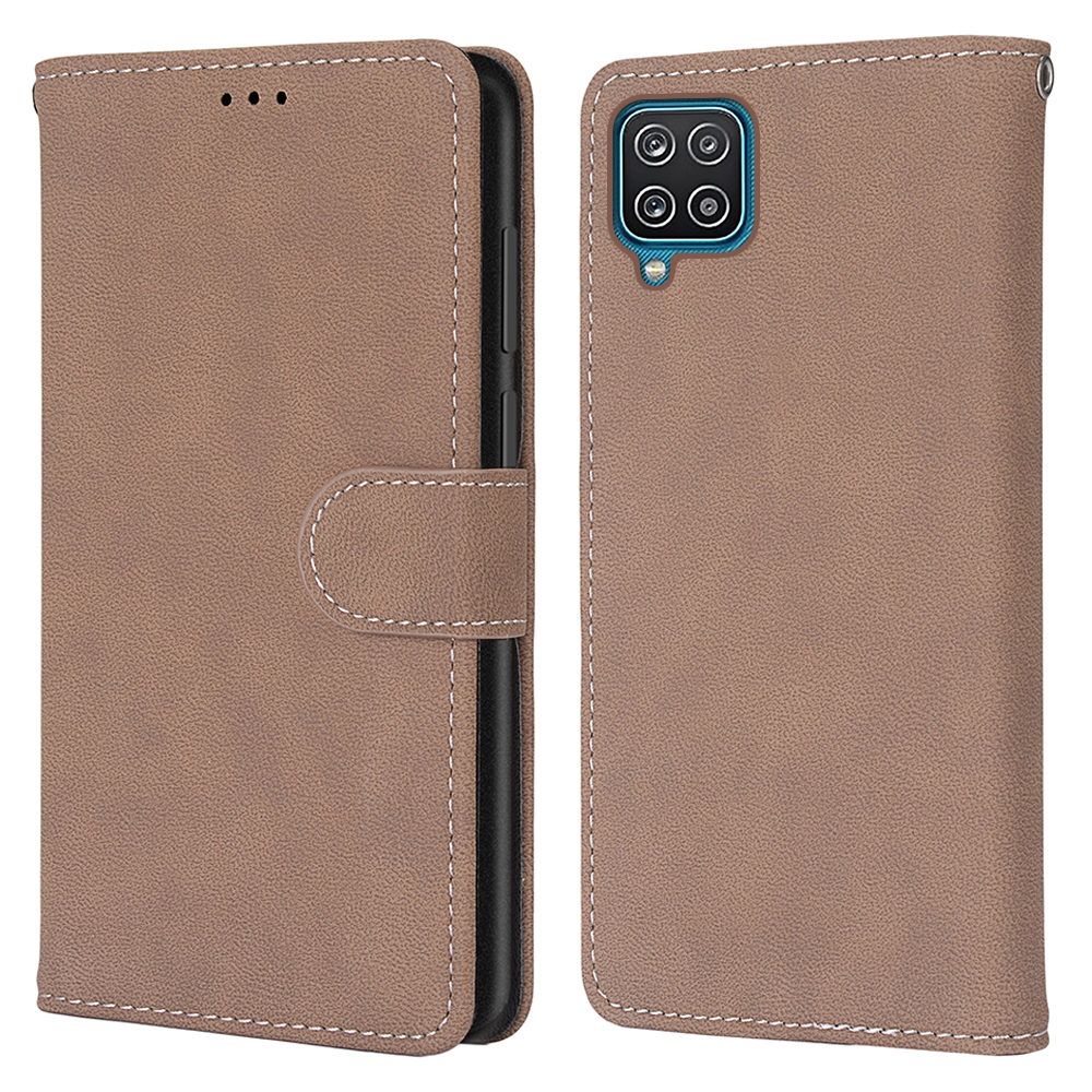 For Samsung Galaxy A12 / M12 Retro Frosted Horizontal Flip PU Leather ...