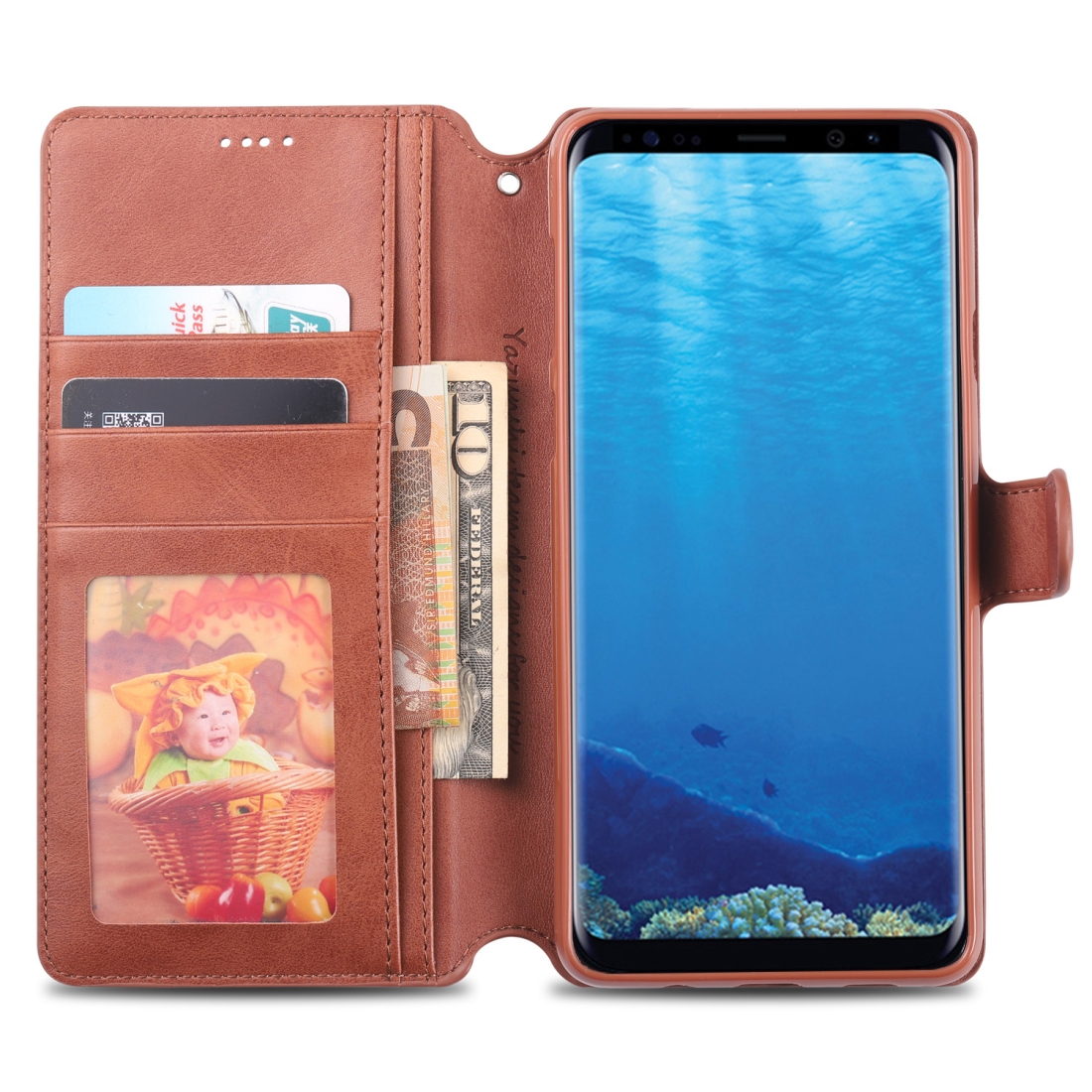 For Galaxy A8 Star / A9 Star AZNS Calf Texture Magnetic Horizontal Flip ...