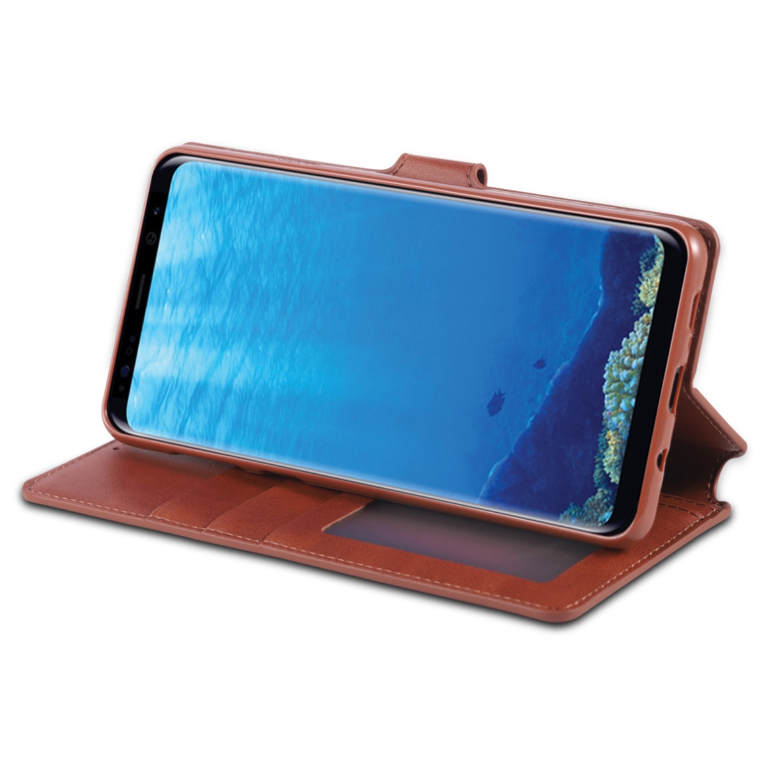For Galaxy A8 Star / A9 Star AZNS Calf Texture Magnetic Horizontal Flip ...