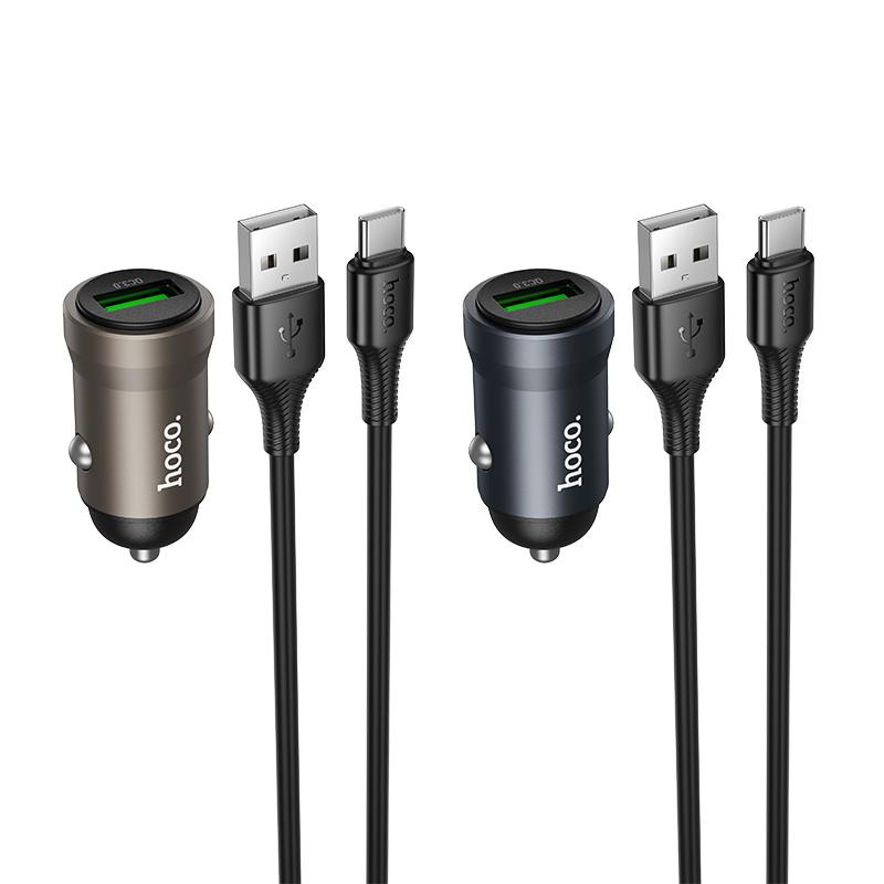 hoco Z62 Energy QC3.0 18W USB-A Single Port Car Charger Set with USB to ...