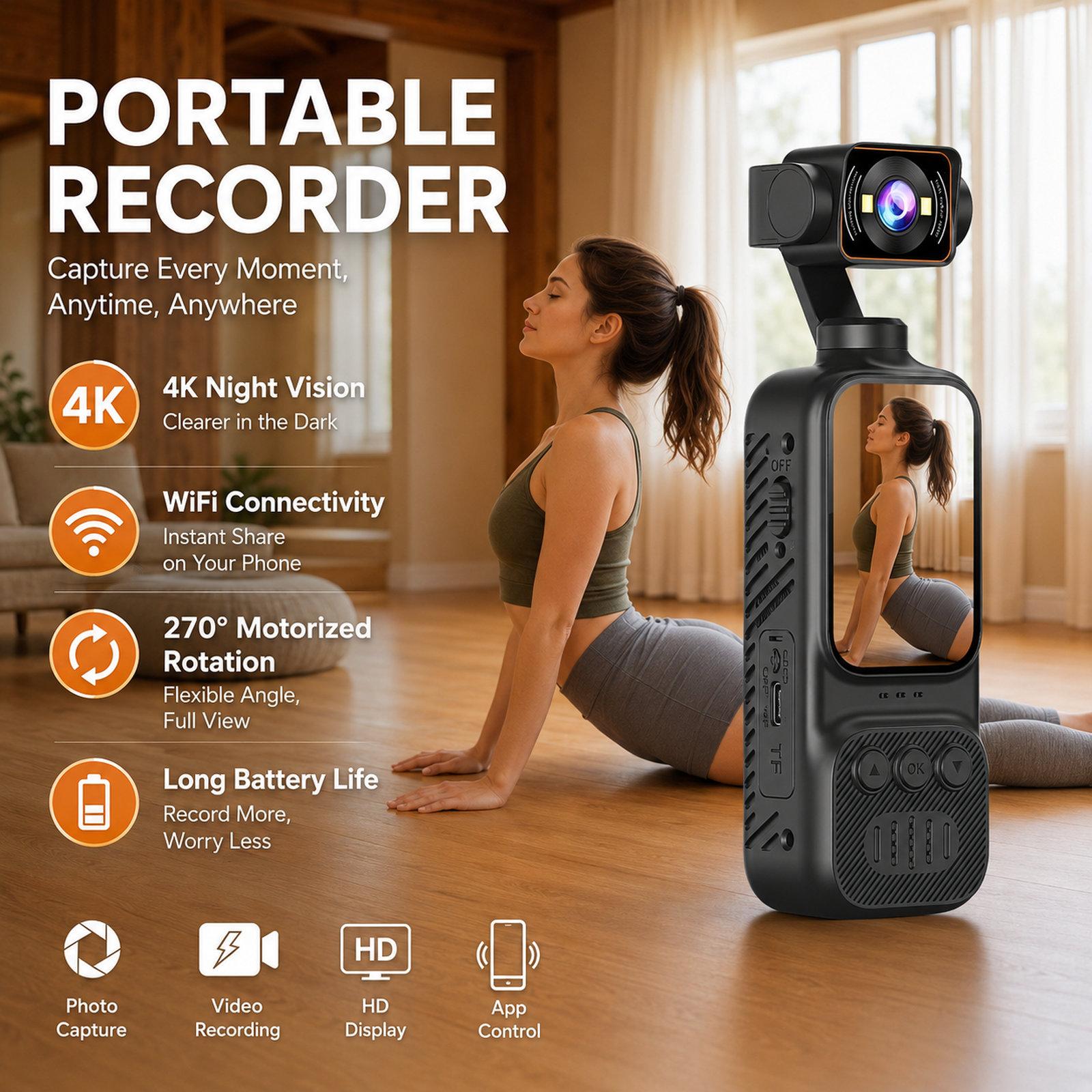 DV07-4K Handheld Vlog Camera With 270-Degree Motorized Rotatable Lens 2 ...