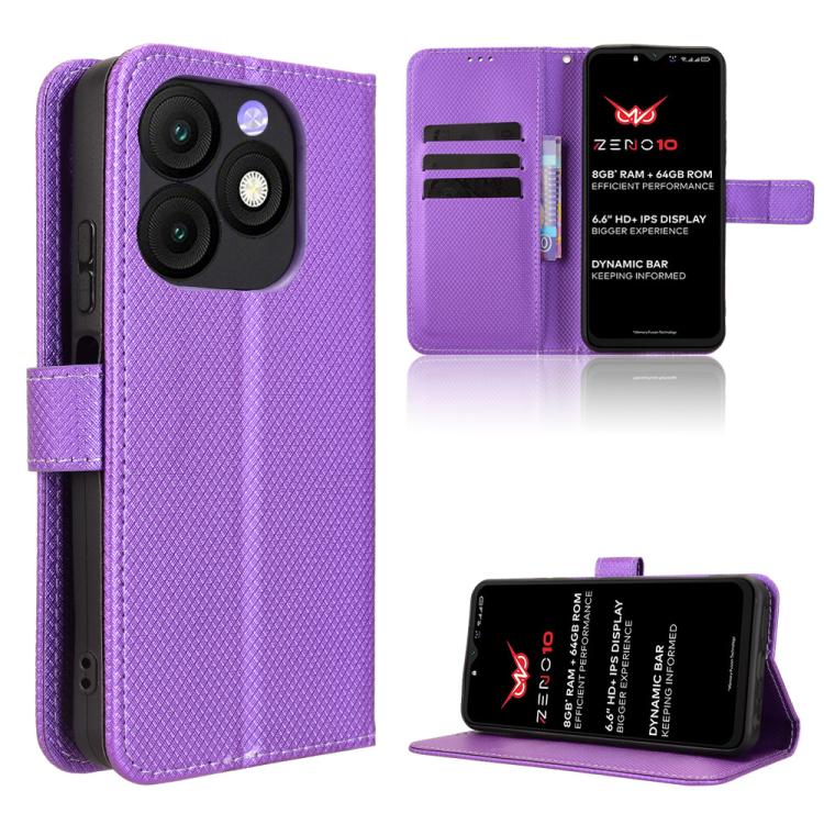 For itel Power 70 Diamond Texture Leather Phone Case(Purple)