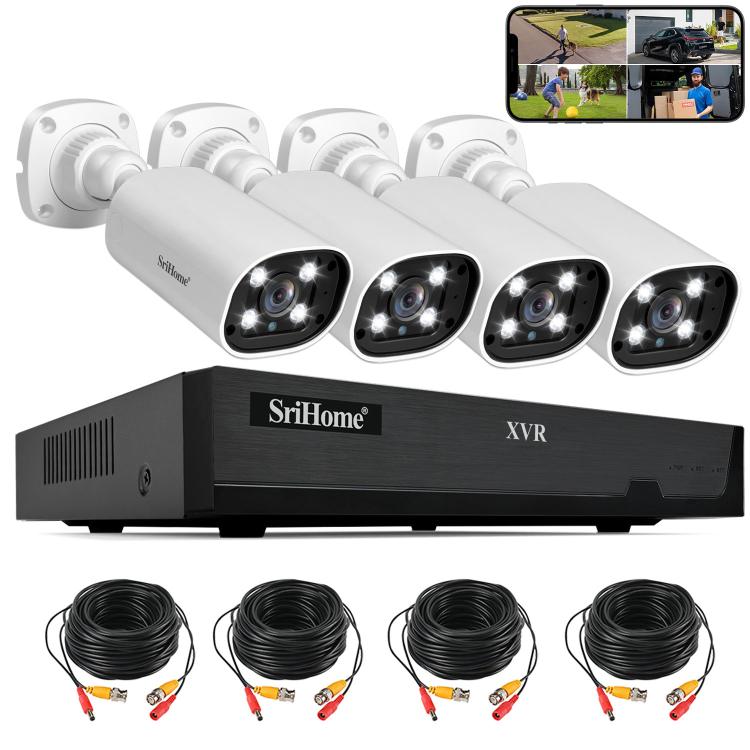 SriHome NVS008-AHD006 2MP HD 4-CH XVR NVR Camera Network Video Recorder ...