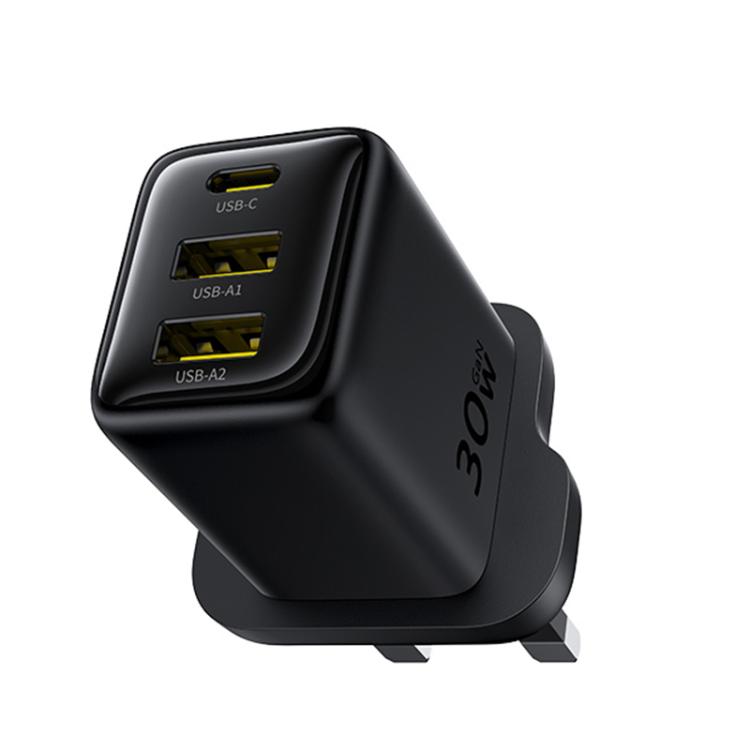 Baseus EnerFill FE11 Dual USB-A, Type-C 30W Fast Charger, UK Plug(Pink)