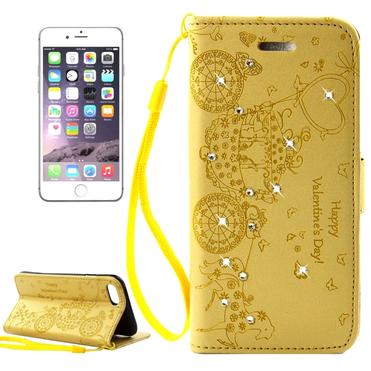 For iPhone 8 & 7 Pressed Flower Butterfly Carriage Pattern Diamond ...