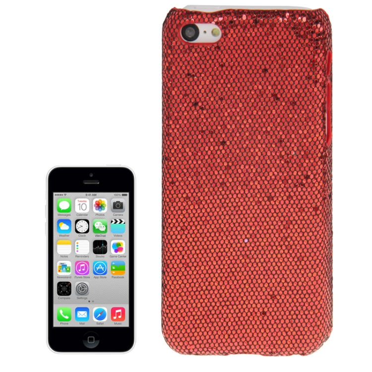 Glitter Powder Skinning Plating Plastic Case for iPhone 5C(Red)