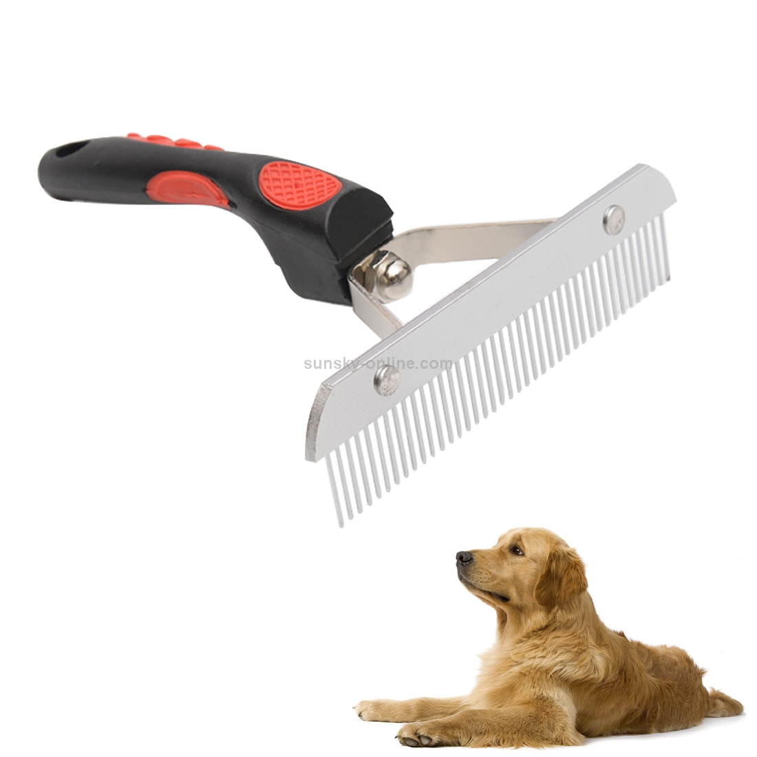 Big Dog Hair Combs Stainless Steel Pet Grooming Rake Comb Rubber Handle ...
