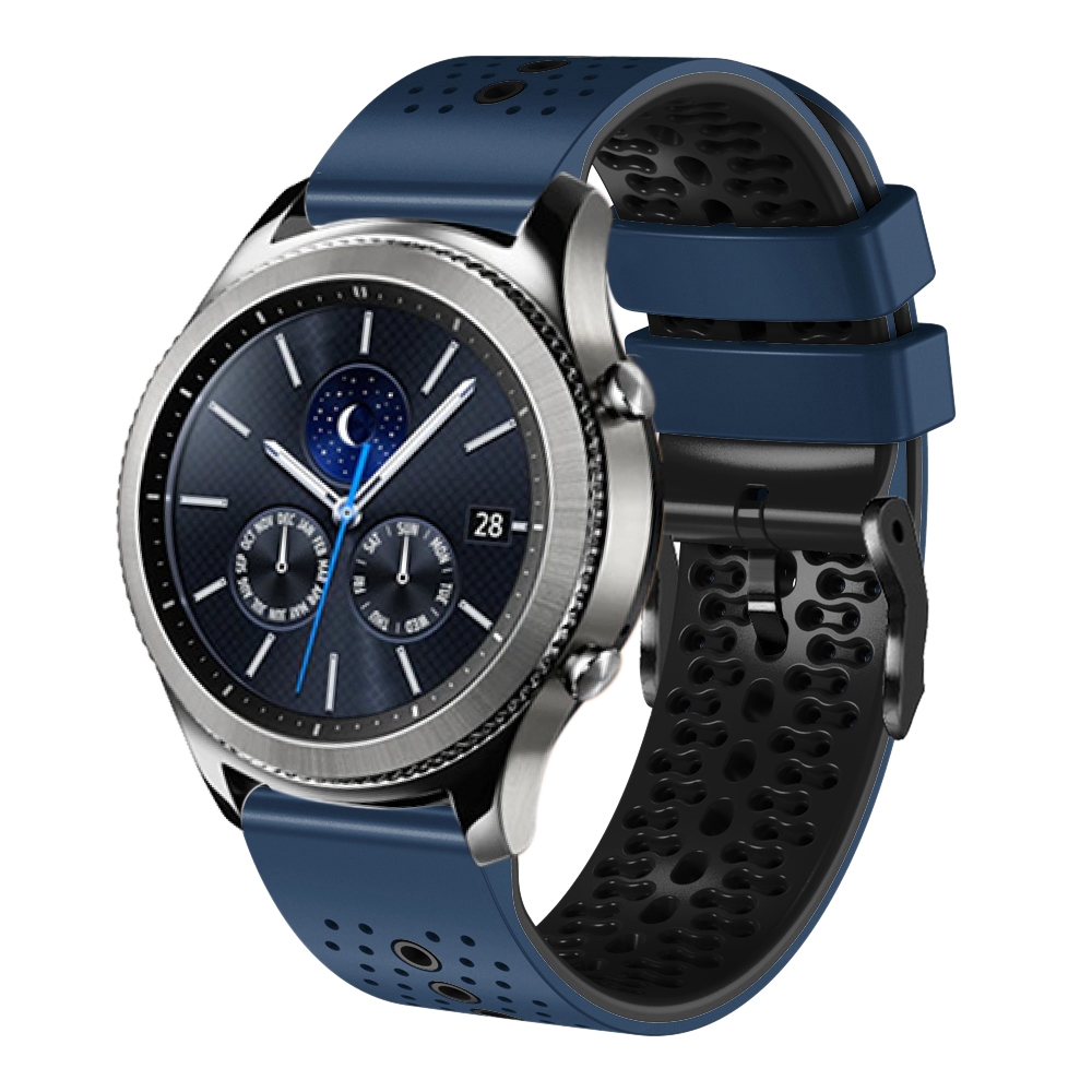 For Samsung Gear S3 Classic 22mm Perforated Two-Color Silicone Watch ...